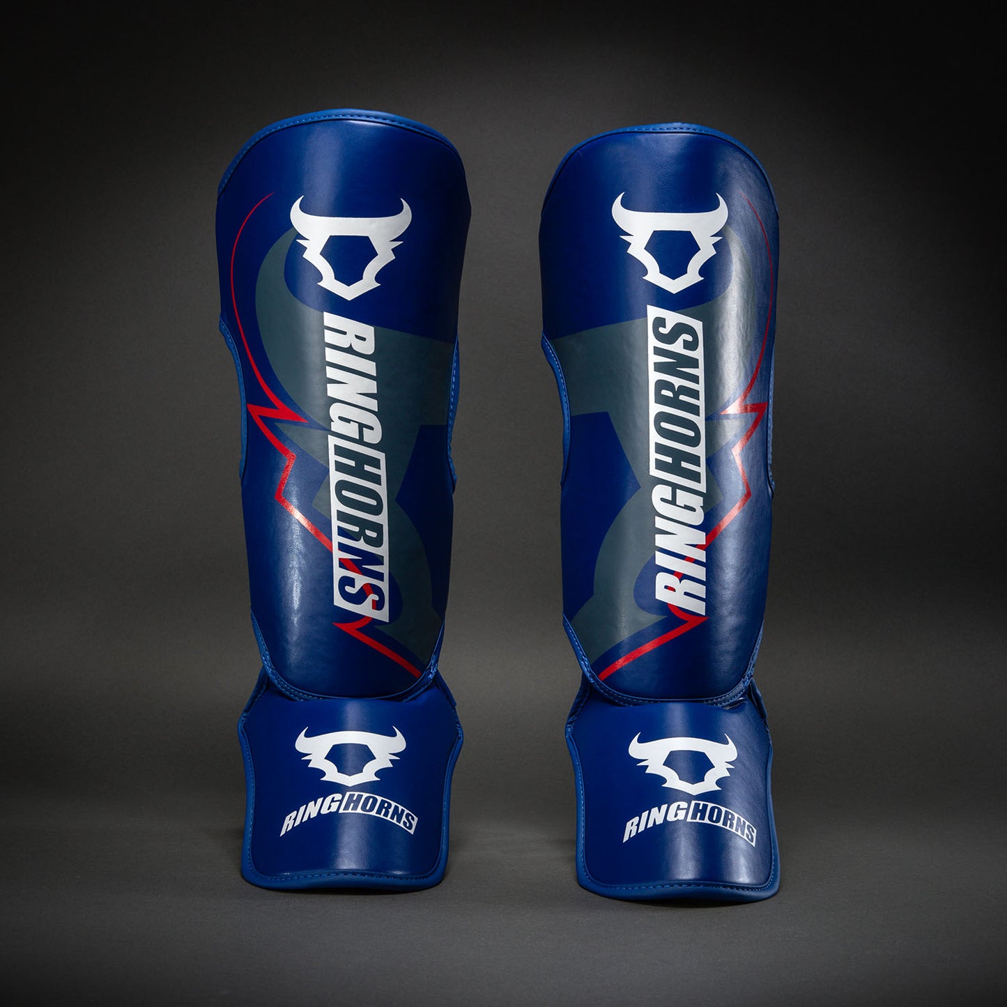 Venum Ringhorns Charger Shin Guards - Navy Blue/Red - Venum Asia