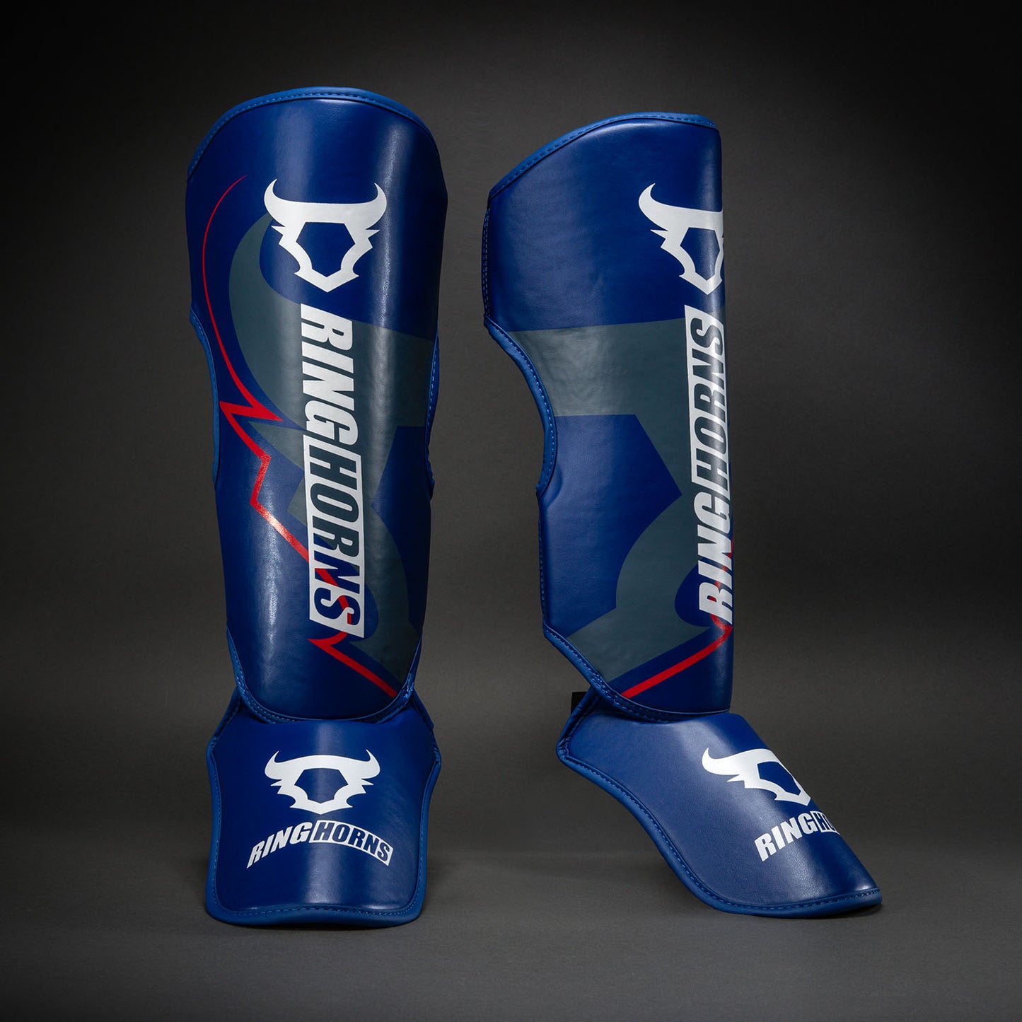 Venum Ringhorns Charger Shin Guards - Navy Blue/Red - Venum Asia