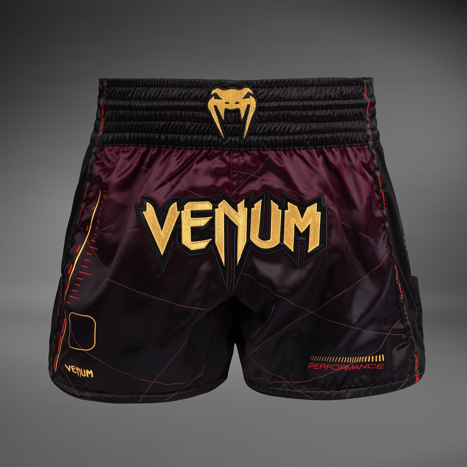 Venum Tactical XT Muay Thai Shorts - Black/Burgundy/Gold - Venum Asia